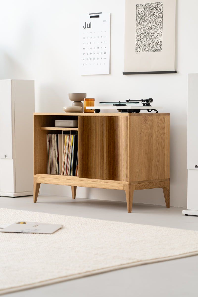 Record player and vinyl stand TONN 101 - Eclectic style Solid oak wood